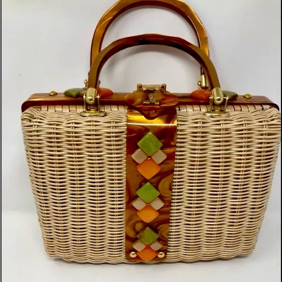 Tropic Miami | Bags | Vintage Unique Tropic Miami Wicker Purse Coppery ...